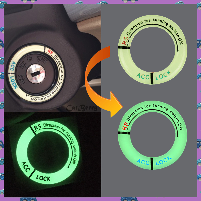 Car Glow Key Ring Hole Sticker Night Vision Shine Switch Cover Motor ...
