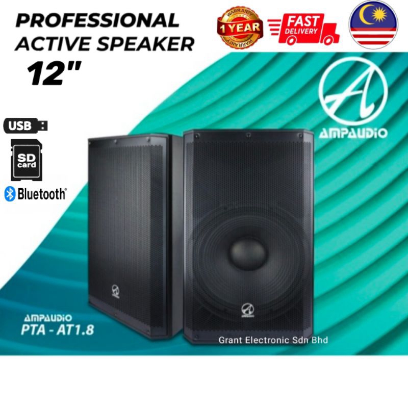 Ampaudio Active Speaker 12" 800w Power Speaker Bluetooth USB SD Card ...