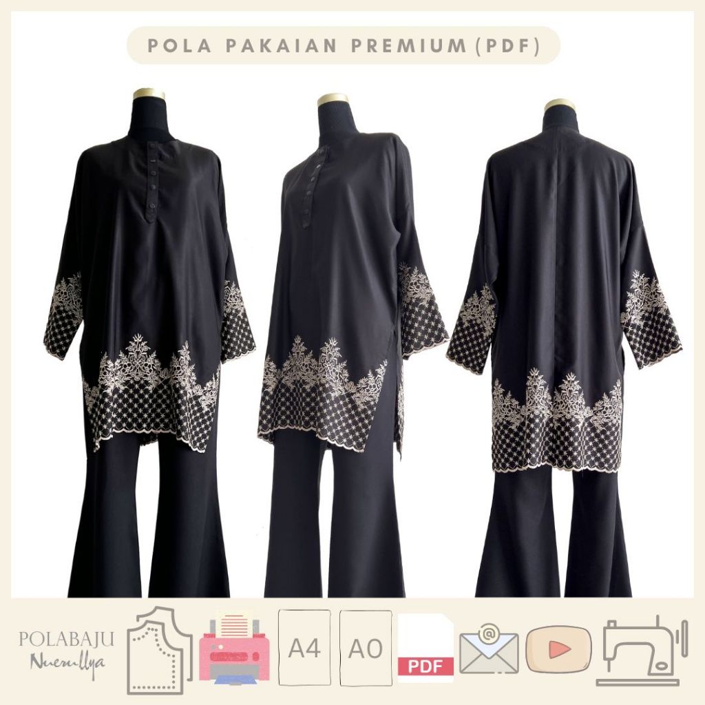 PRINTABLE SEWING PATTERN (PDF) : JOM JAHIT BAJU AIRA BAGGY (Anda boleh ...