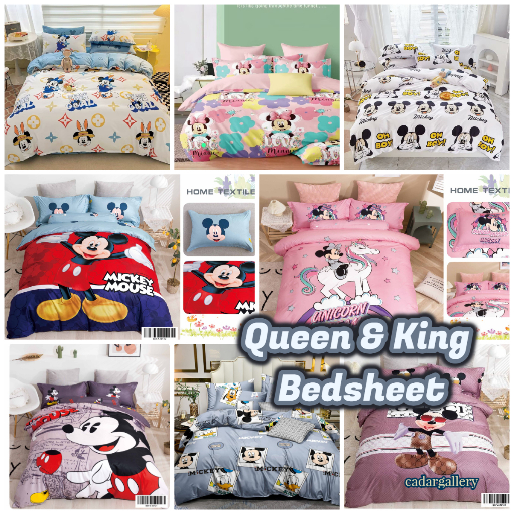 Cadar Mickey Mouse Minnie Disney Cartoon Bedsheet 5in1 Queen King Set ...