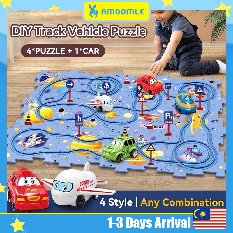 DIY Rail Car Toys Track Vehicle Puzzle Toy Set Fun Race Car Montessori ...