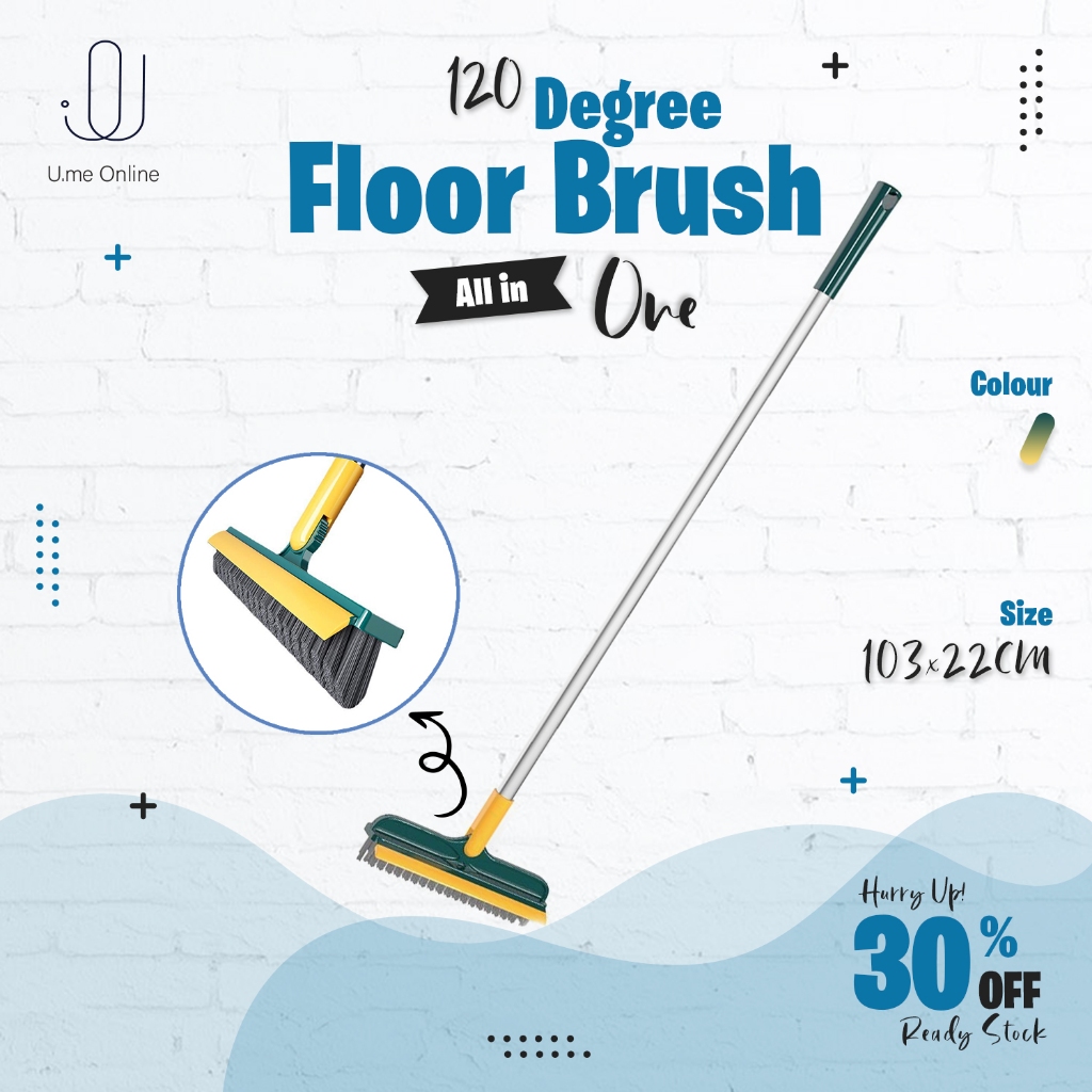 U.me 3 in 1 Brush Penyapu Berus Lantai Bilik Air Cuci Tandas Besi ...