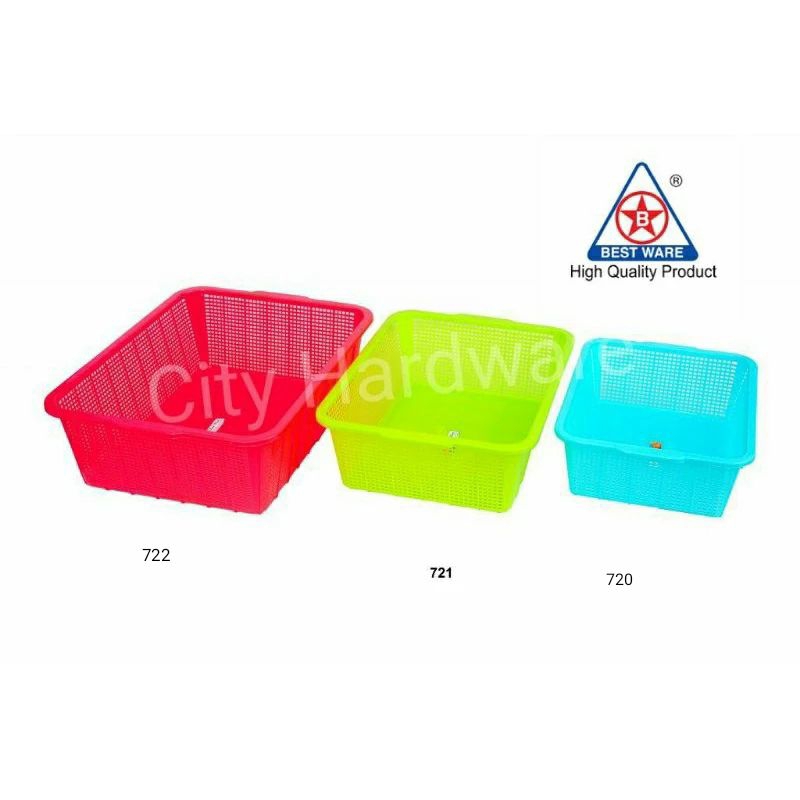 BESTWARE Plastic Rectangular Basket Storage Basket Hamper Basket Tray/ Bakul Plastik Bakul ...