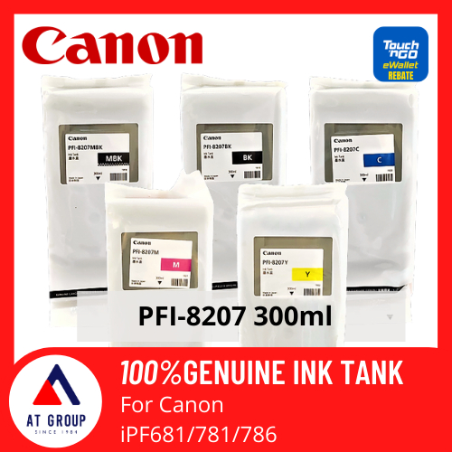 Canon Original PFI-8207 MBK, BK, C, M, Y Ink Cartridge (300ml) / Plotter Ink Cartridge, iPF681 ...