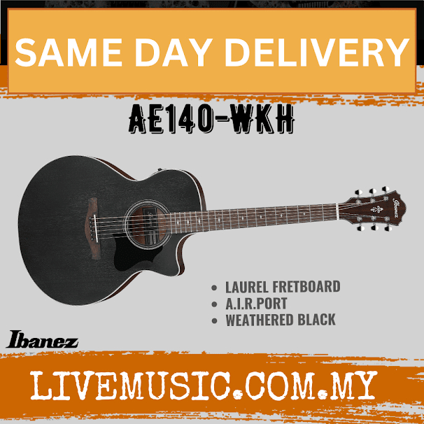 Ibanez AE140-WKH AE Series Acoustic Electric Guitar - Weathered Black ...