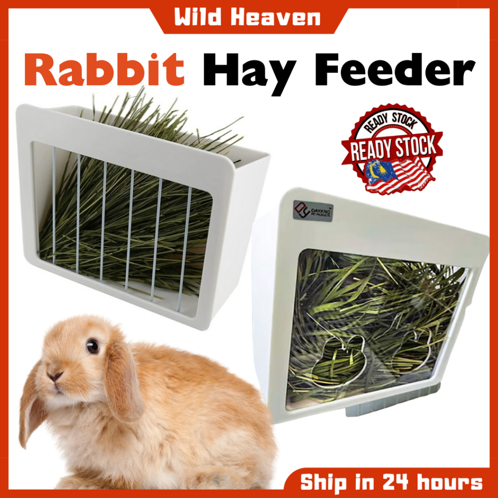 Rabbit Hay Rack Automatic Hay Holder Feeder Food Dispenser Bowl Guinea ...