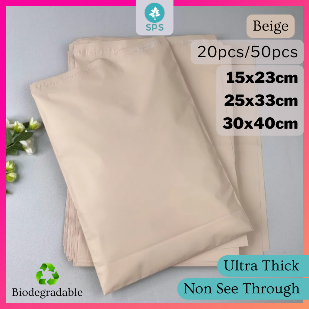 (BEIGE) SPS Premium Courier Bag Ultra Thick Parcel Bag Flyer Plastic ...
