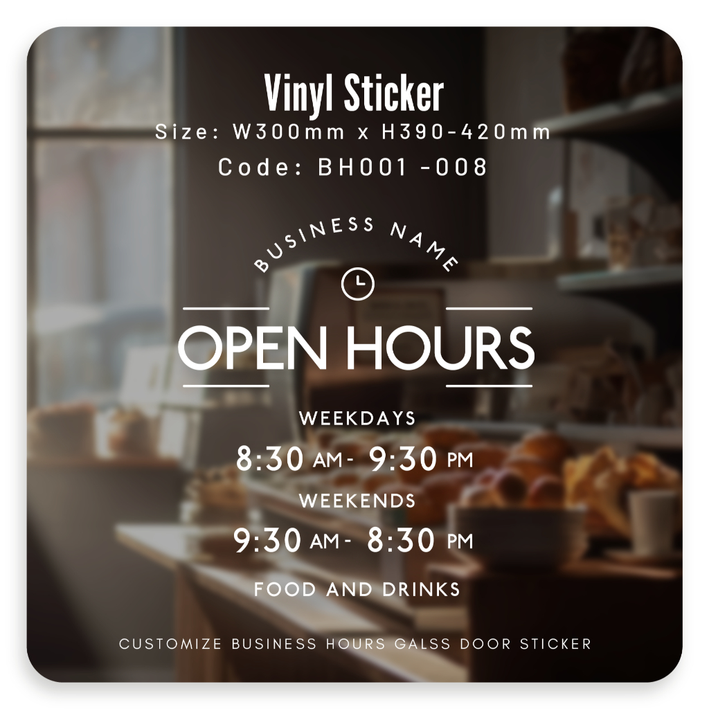 BH001-008/ Vinyl Sticker/ Sticker Glass Door Restaurant | Cafe | Shop ...