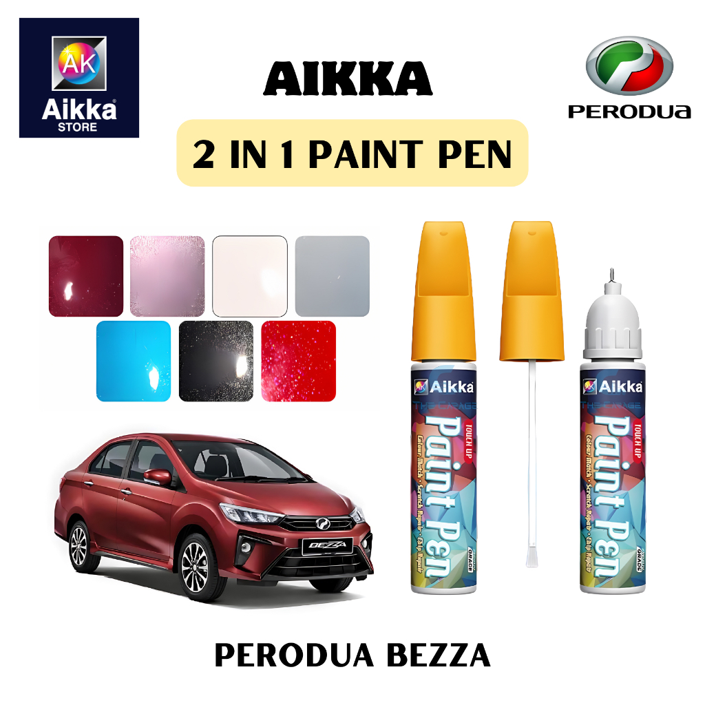 [ Perodua Bezza ] Aikka Paint Pen Touch Up Paint Pen 2 in 1 DIY Car ...