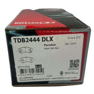 PERODUA MYVI ICON (2017) TRESTOR FRONT BRAKE DISC PAD DB2444 | Shopee ...