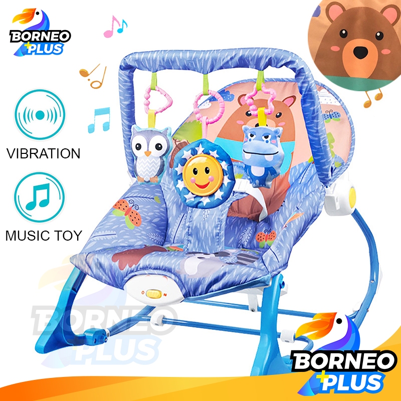 Borneo Baby Rocker Bear Blue Newborn To Toddler Rocking Bouncer Chair ...