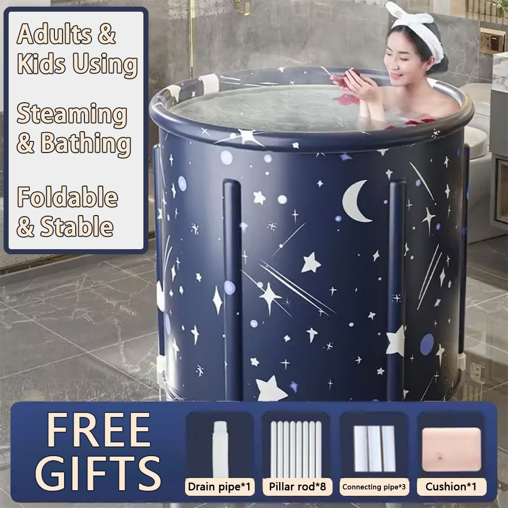 70CM Folding Bath Bucket & Cushion Bathtub Bath Tub Household ...