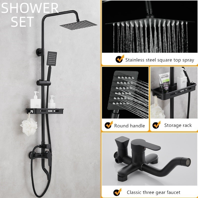 Shower Set Bathroom Stainless Steel Water Heater Rainfall Wall rain ...