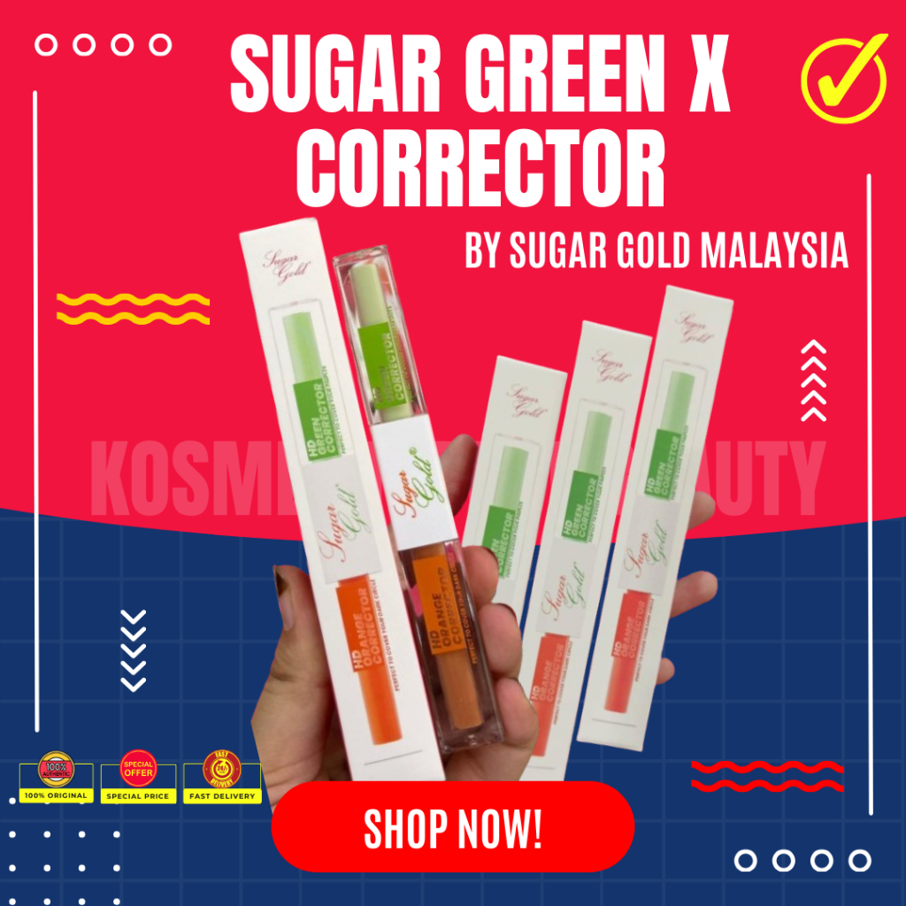 💯% ORIGINAL HQ & READY STOCK🔥🌸 SUGAR GOLD GREEN X CORRECTOR BY GOLD ...
