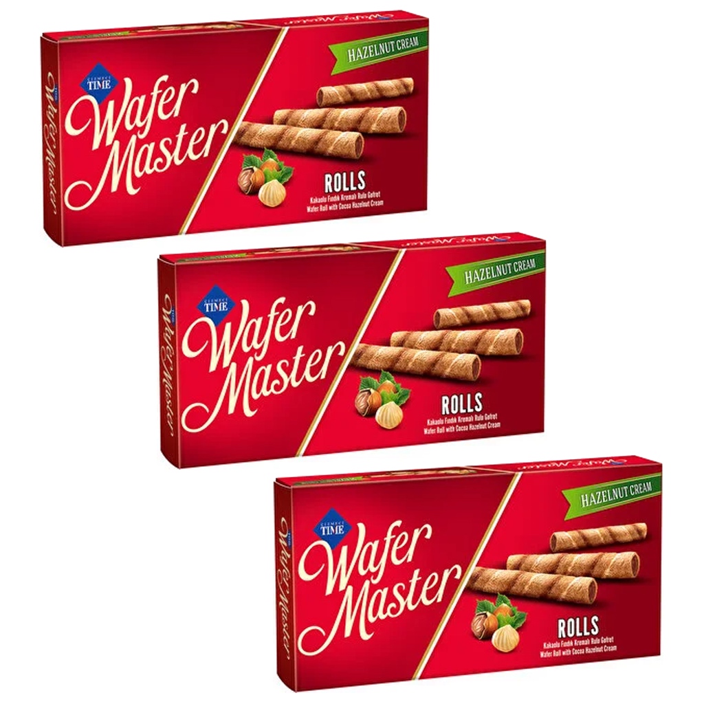 Wafer Master Wafer Rolls Filled with Hazelnut Cream (65g) - (Pack of 3 ...