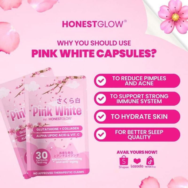 honest glow pink white glutathione collagen | Shopee Malaysia