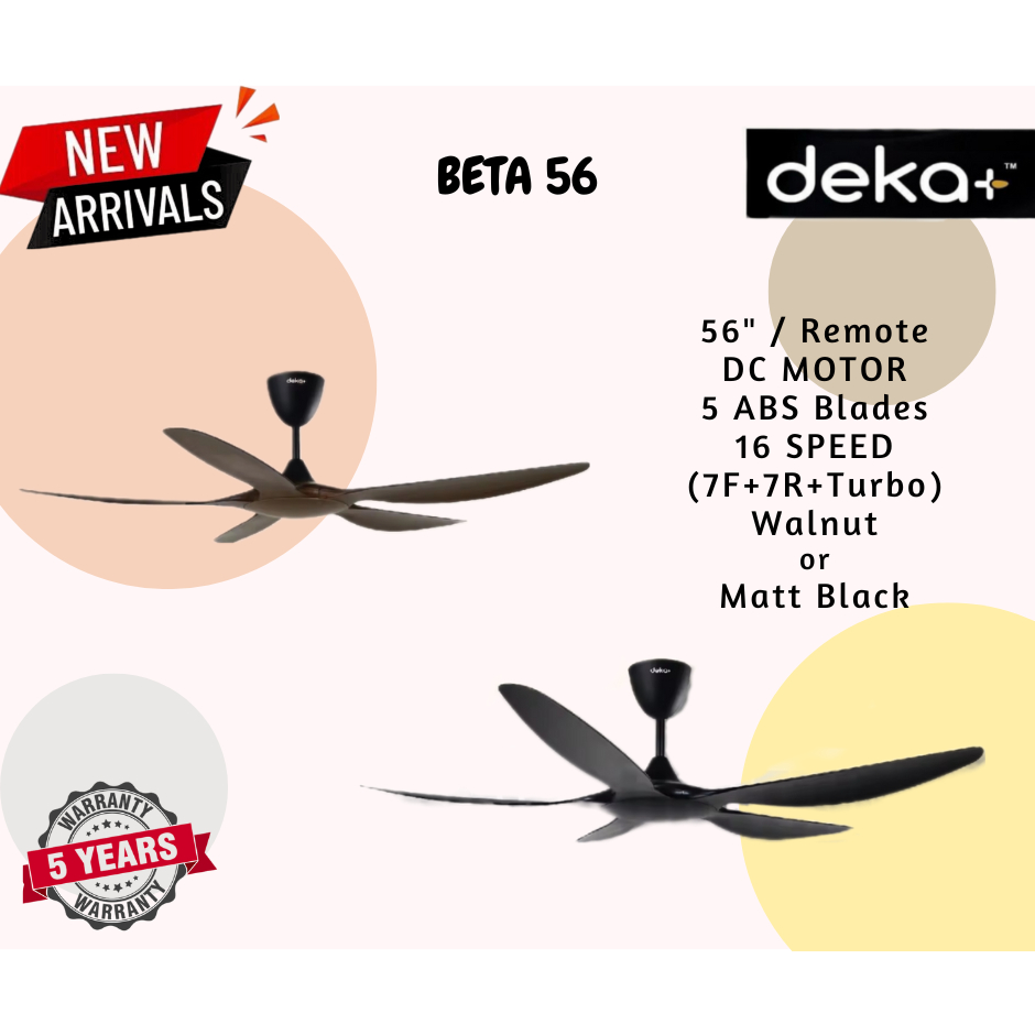 DEKA+ BETA 56'' 5 Blades 14 Speeds + TURBO with Remote Control DC ...