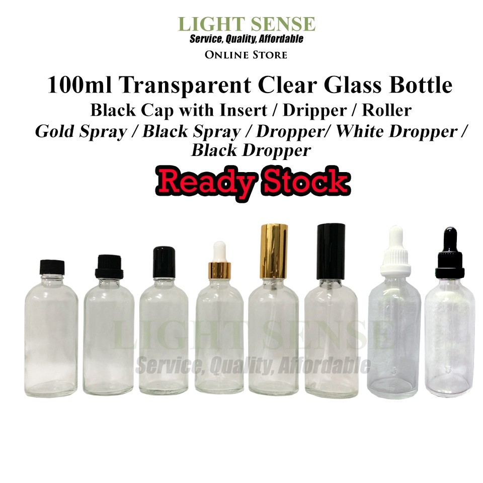 100ml Transparent Clear Glass Bottle / Spray / Roller / Dripper ...
