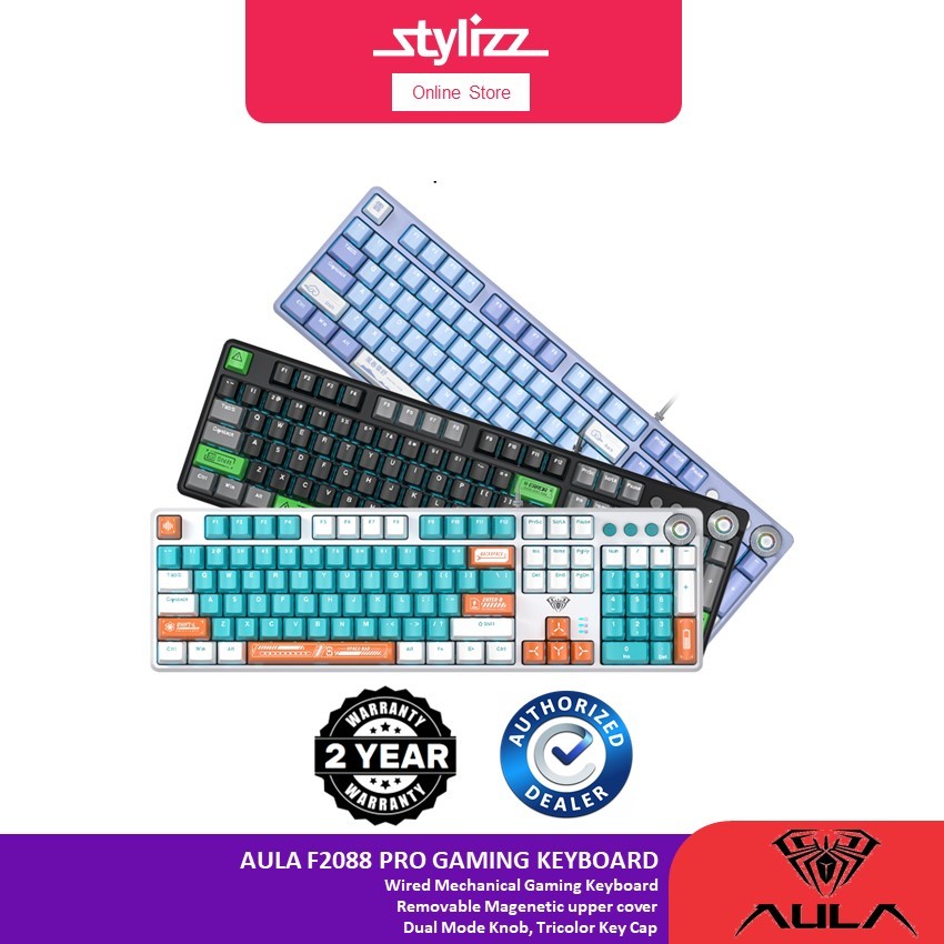 AULA F2088 PRO WIRED MECAHANICAL GAMING KEYBOARD - STYLISH DESIGN, ANTI ...