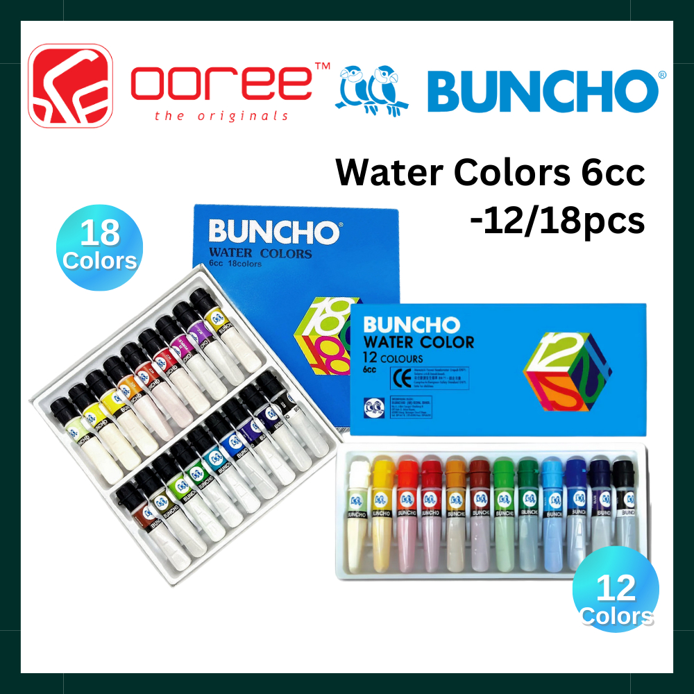 BUNCHO WATER COLOUR 6CC 12 COLOURS 18 COLORS FG-WC612 WC618 MADE IN ...