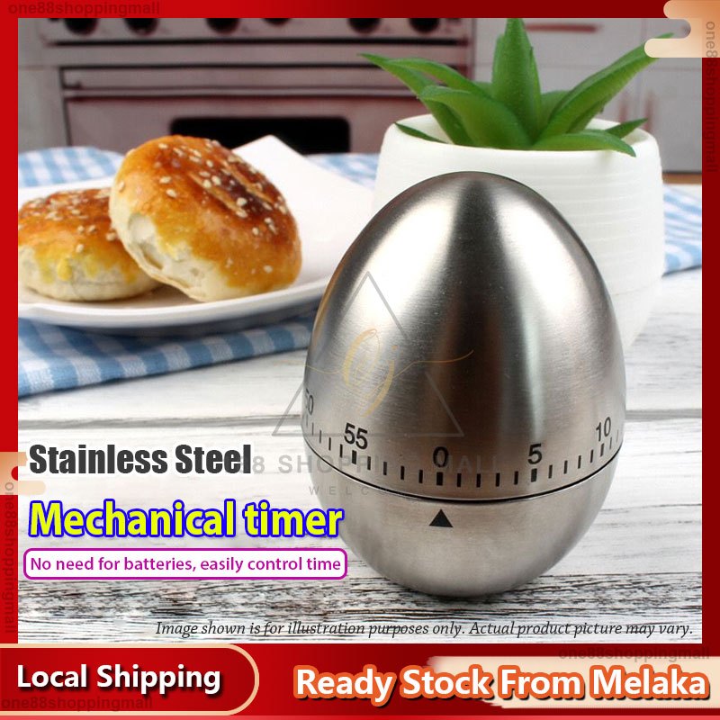 Kitchen Timer Creative Stainless Steel Egg Shape No Battery Required 60 ...