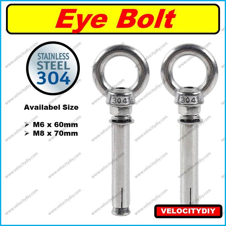M6 M8 M10 Stainless Steel Heavy Duty Eye Bolt Sleeve Anchor | Shopee ...
