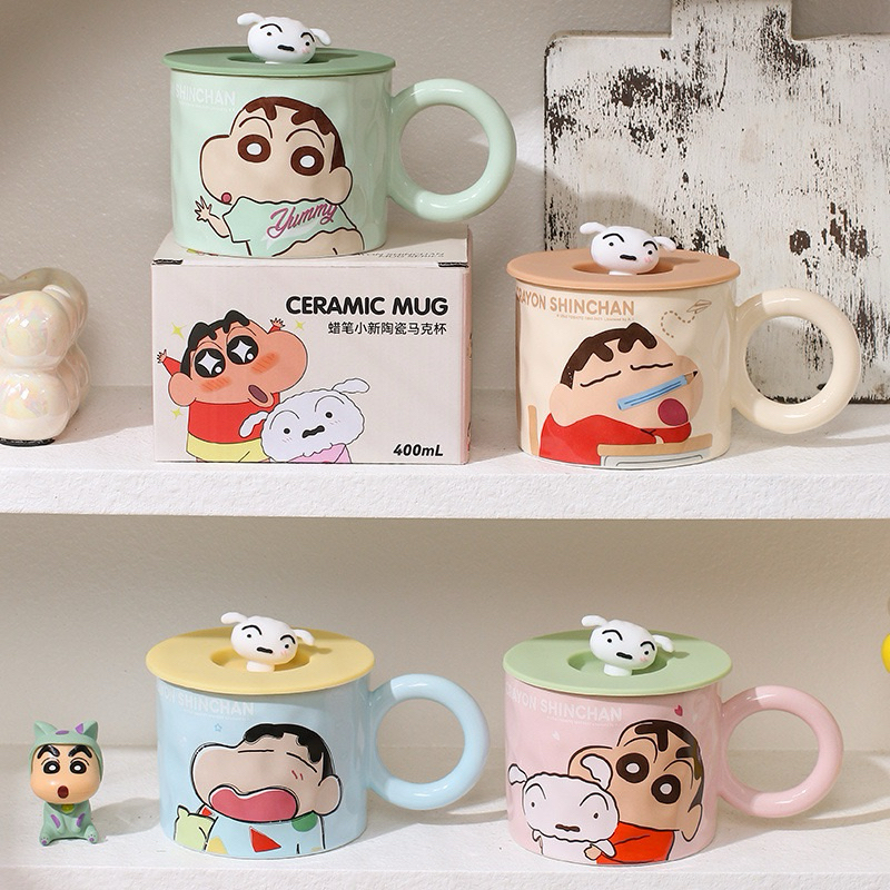 🇲🇾Shi-chan Cup Cute Birthday Gift Box Creative Ceramic Mug Office ...