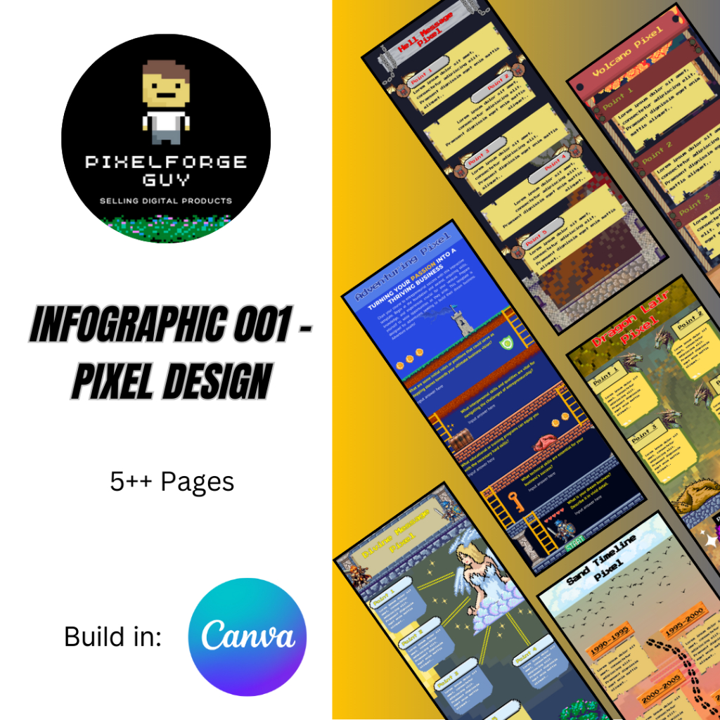 Canva Templates - INFOGRAPHIC 001: Pixel Design (Light, Red, Blue ...