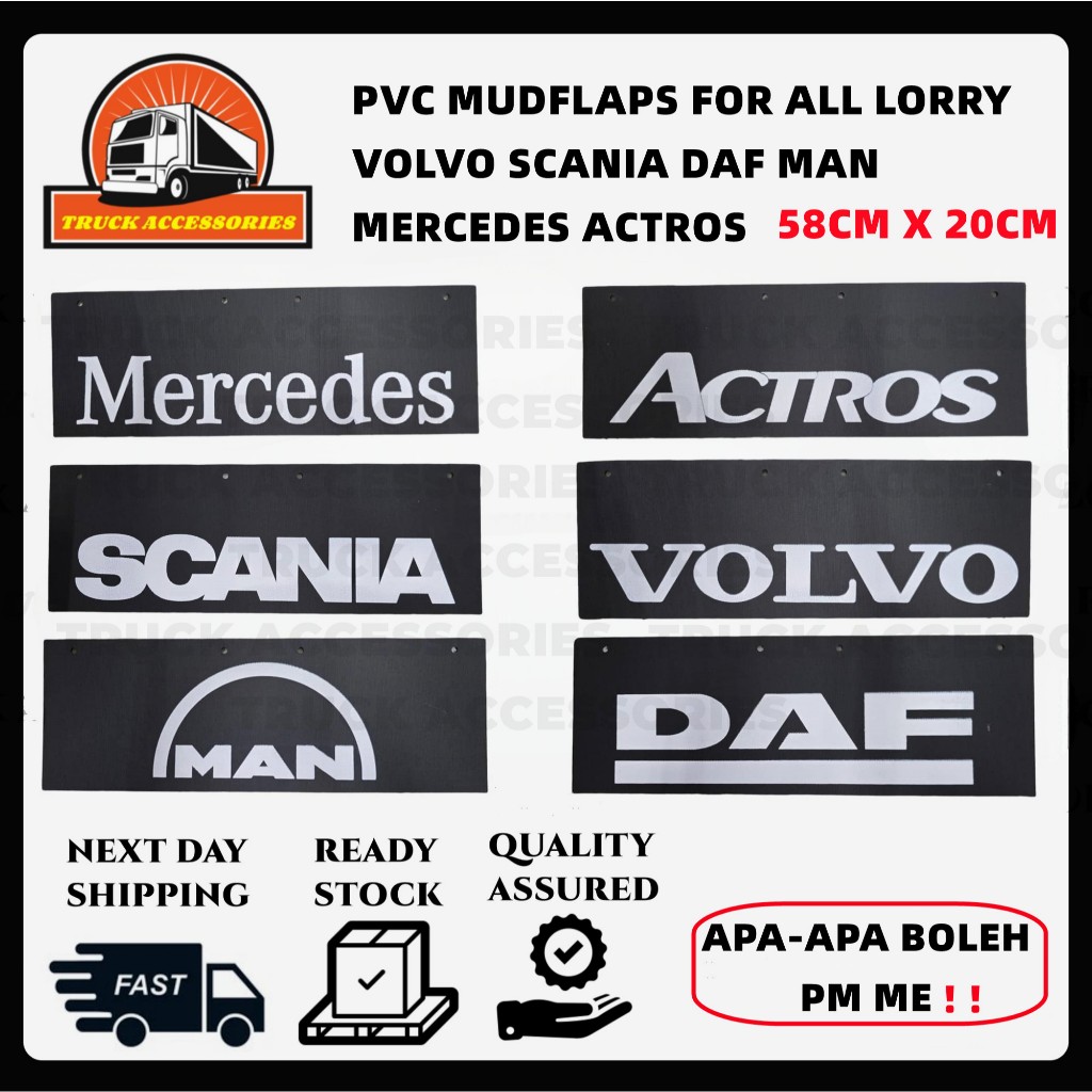 PVC MUDFLAPS FOR ALL LORRY MERCEDES ACTROS DAF MAN VOLVO SCANIA TRUCK ...