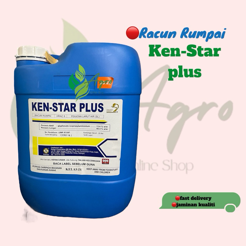 20L Ken-Star Plus Kenso Glyphosate 13.6% Kenstar plus/ ken star untuk Rampai/Lalang/Racun Rumput ...