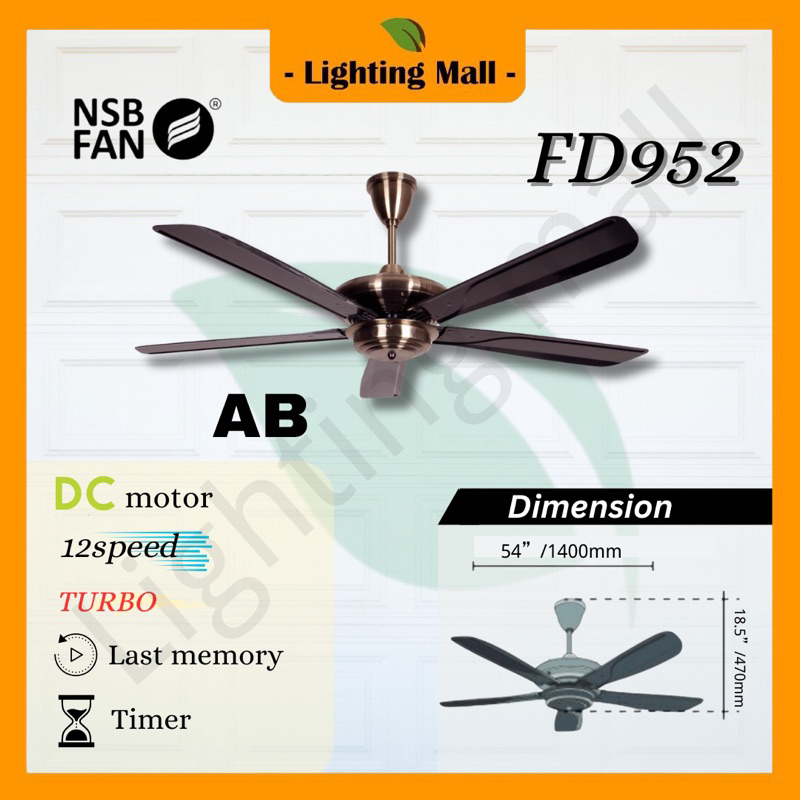 NSB FAN X-Treme MAX / FD952 Powerful 54” & 42” CEILING FAN 5 Blades ...