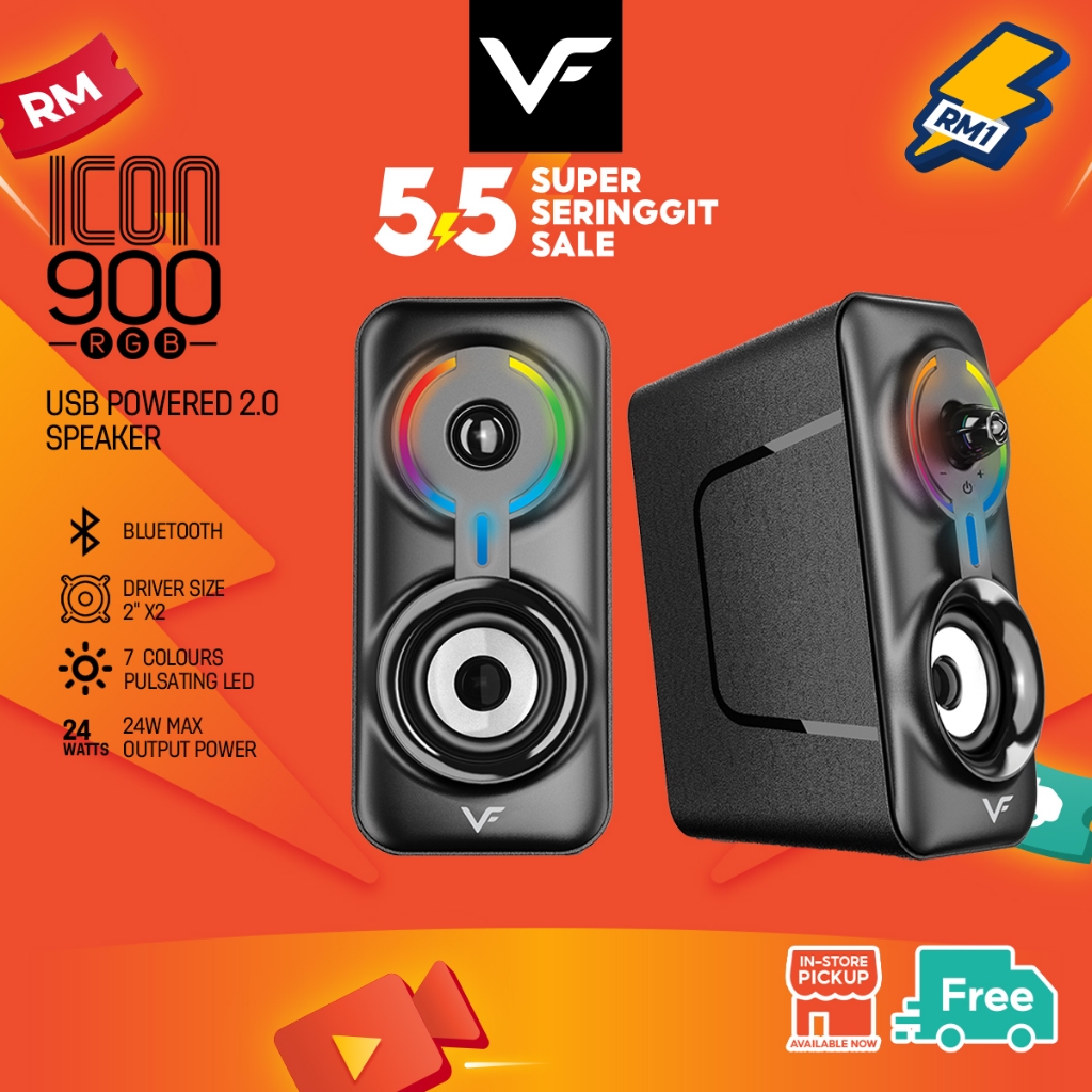 Vinnfier VF Icon 900 RGB Bluetooth USB Bluetooth Speaker 2.0 with 7 ...