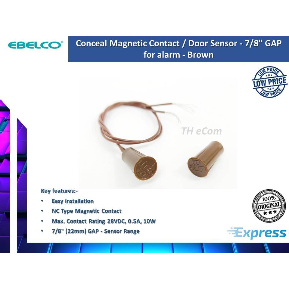 EBELCO Alarm Conceal Magnetic Contact / Door Sensor - 7/8" (22mm) GAP ...