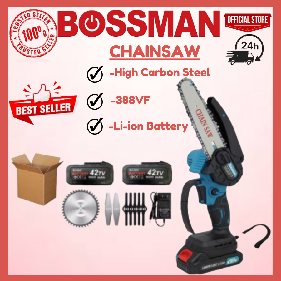 Bossman Chainsaw Electric Pruning Saw Rechargeable Lithium Battery Mini ...