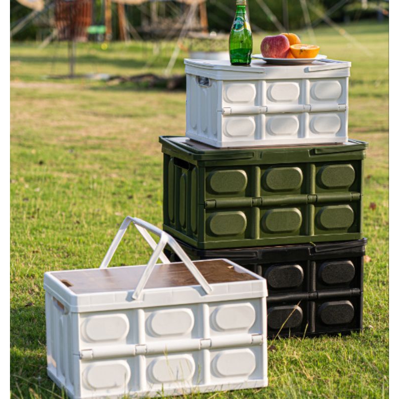 TRAO Multi-Functional Wooden Cover Storage Box With Handle Foldable ...