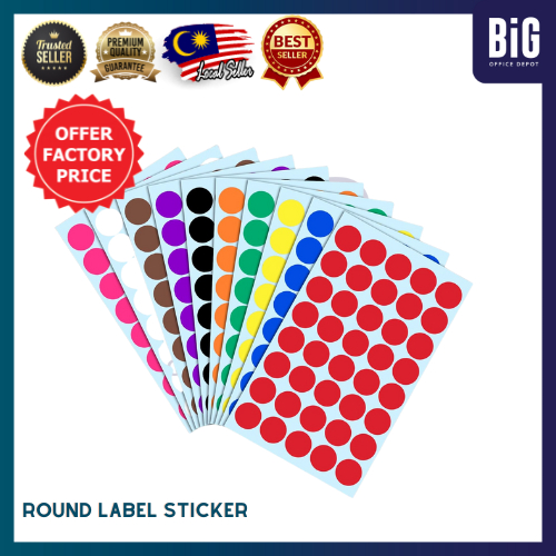 【READY STOCK | 10'S/PKT】ROUND LABEL STICKER | ADHESIVE COLOR STICKER ...
