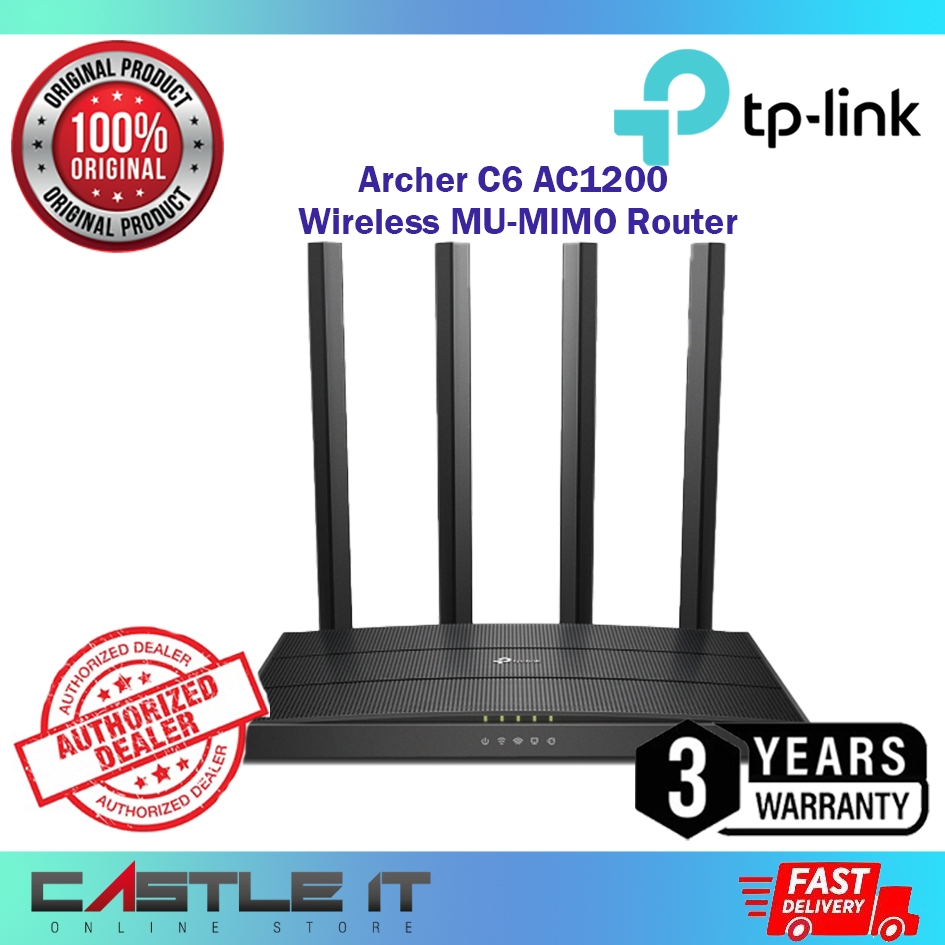 TP-LINK ARCHER C6 AC1200 MU-MIMO Wave2 Gigabit AC1200 Wireless WiFi ...