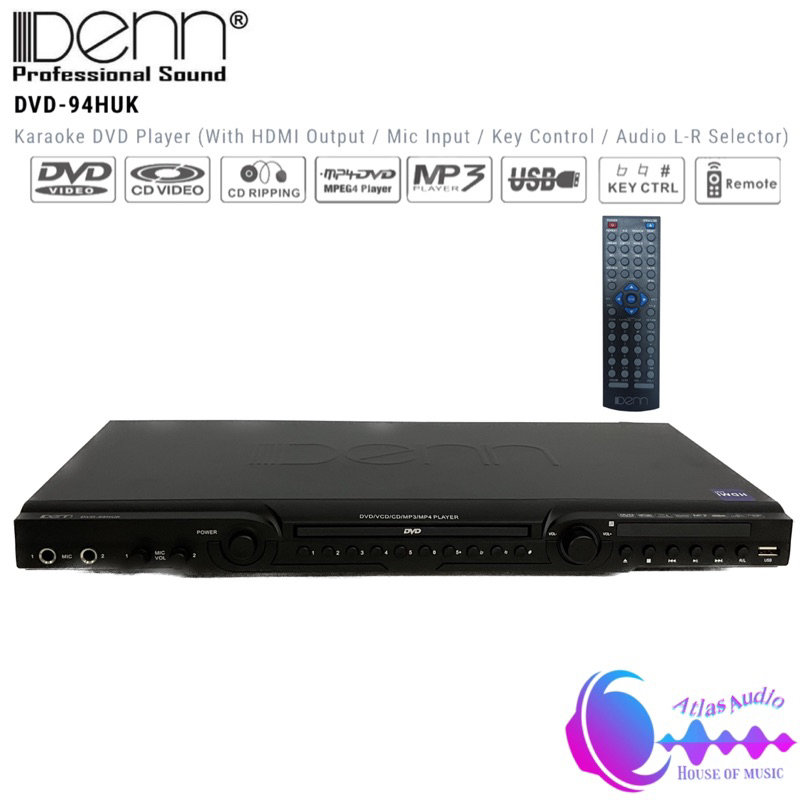 DENN DVD-94HUK KARAOKE DVD PLAYER (WITH MIC INPUT & KEY CONTROL) FREE ...