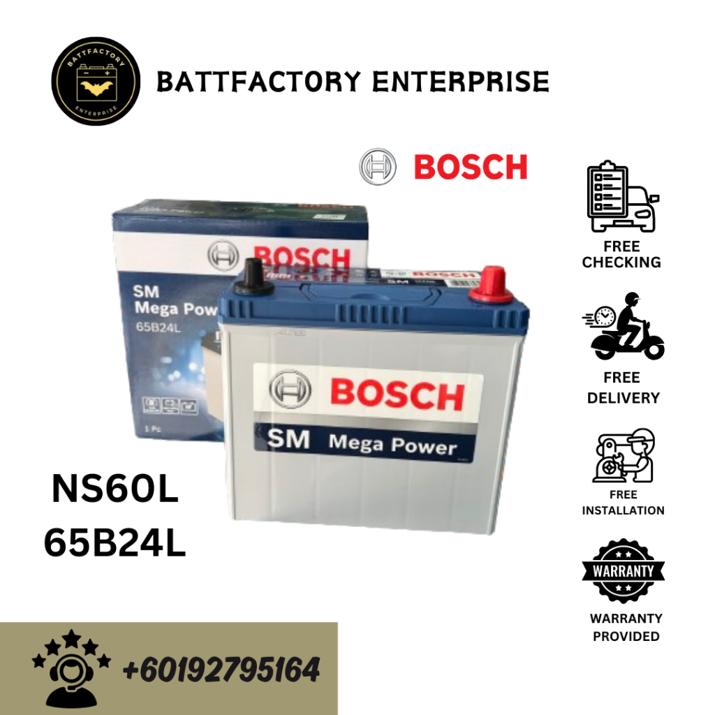Premium Car Battery Bosch NS60L 65B24L/LS (HighSpec) 52AH CCA480 for ...