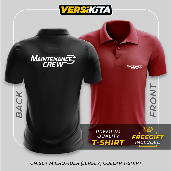 MAINTENANCE CREW Microfiber Collar Short Sleeves T-Shirt / XS - 7XL ...