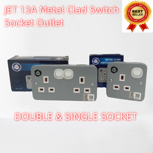 (Single/Double Socket)JET 13A Metal Clad Switch Socket Outlet /solid ...