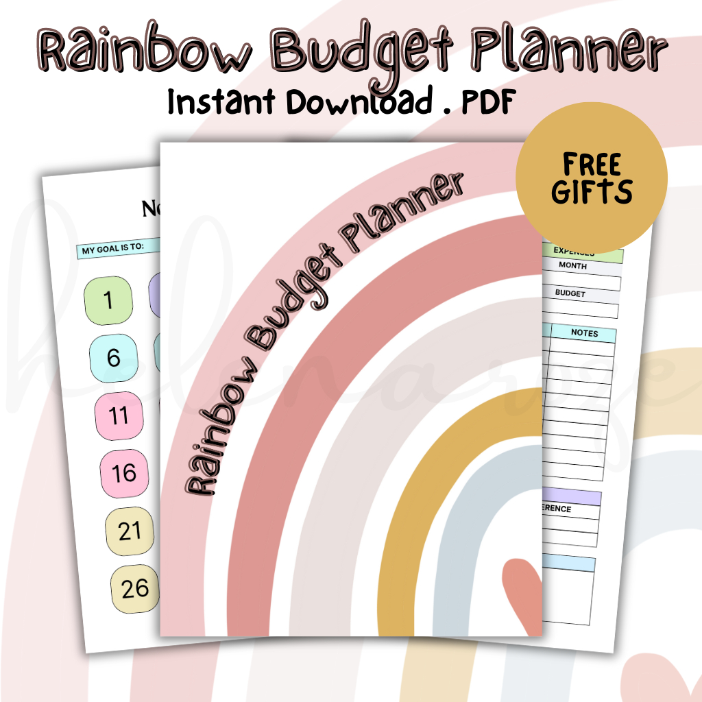 Rainbow Budget Digital Planner, Money Planner, Hyperlinked Planner ...
