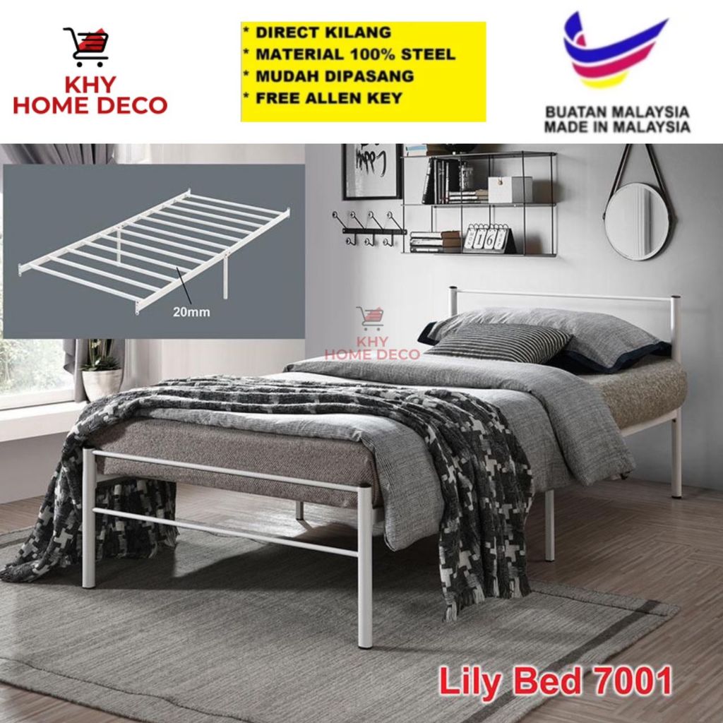 KHY-Metal Single Bed/Katil Bujang Besi/Single Size Metal Bedframe ...