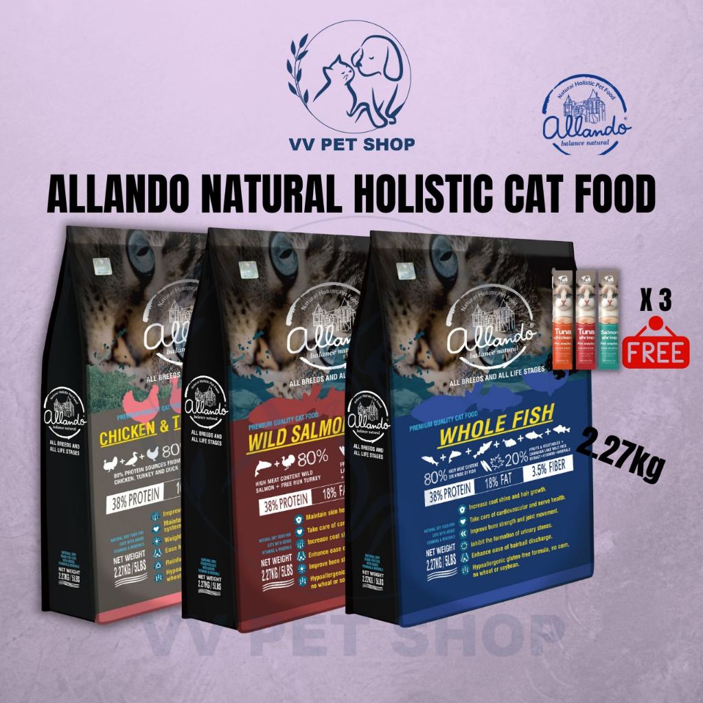 [FREE CAT STICK x3] Allando Natural Holistic Cat Food 2.27kg-Makanan ...
