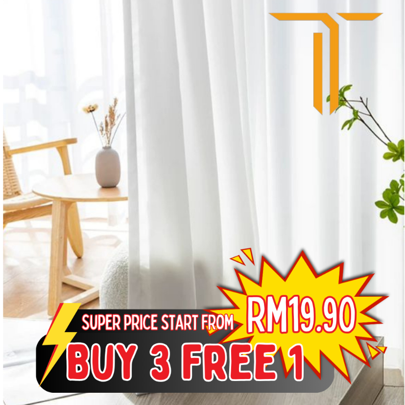 S1 - White Premium Sheer Extra Thicken Sheer Soft lace / Langsir Putih ...