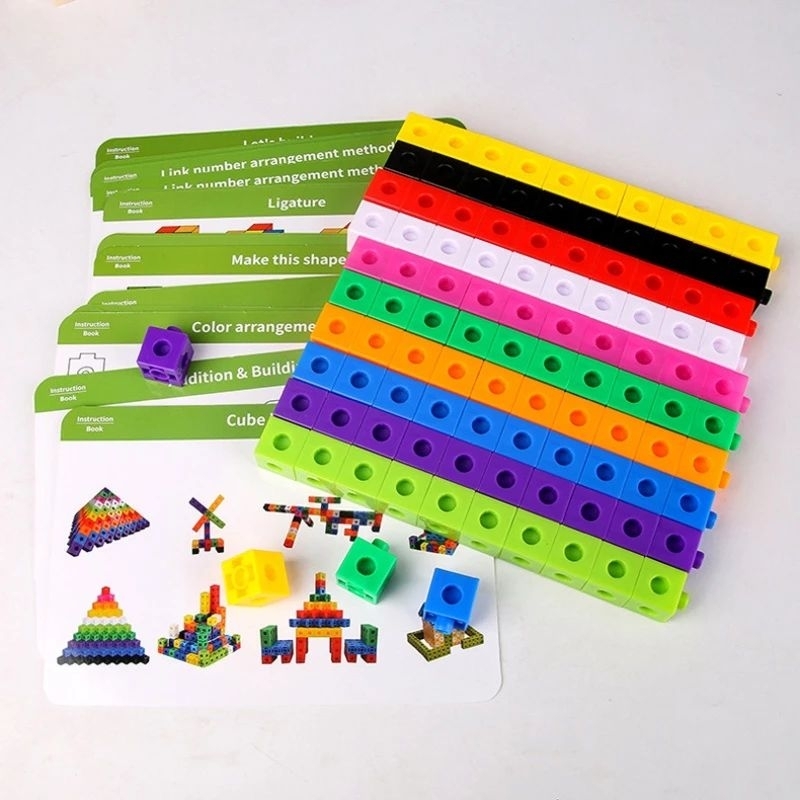 [100pcs Activity Cards] Math Linking Cubes Number Blocks Building