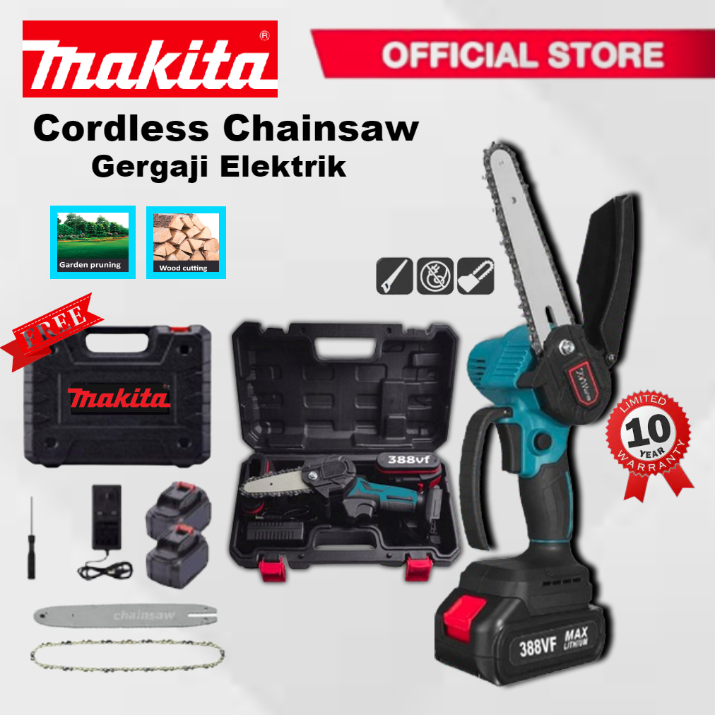 Makita Cordless Chainsaw Elektrik Gergaji Mesin Pemotong Pokok ...