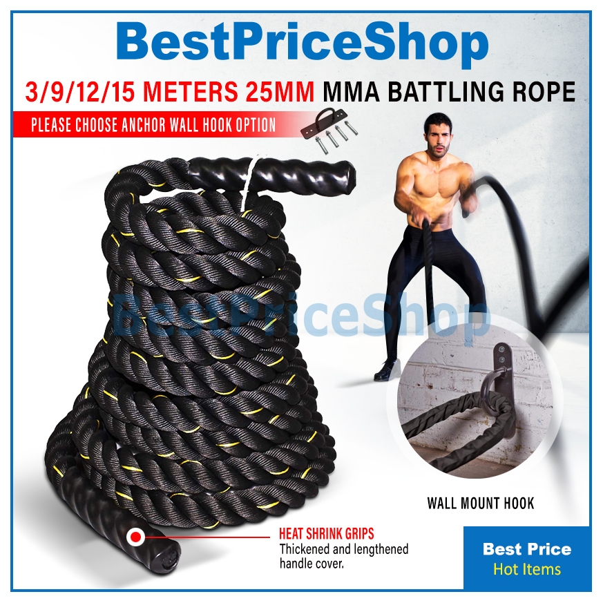 BPS 3m 9m 12m 15m meters 25mm MMA Battling Rope Boxing Training Muscle ...