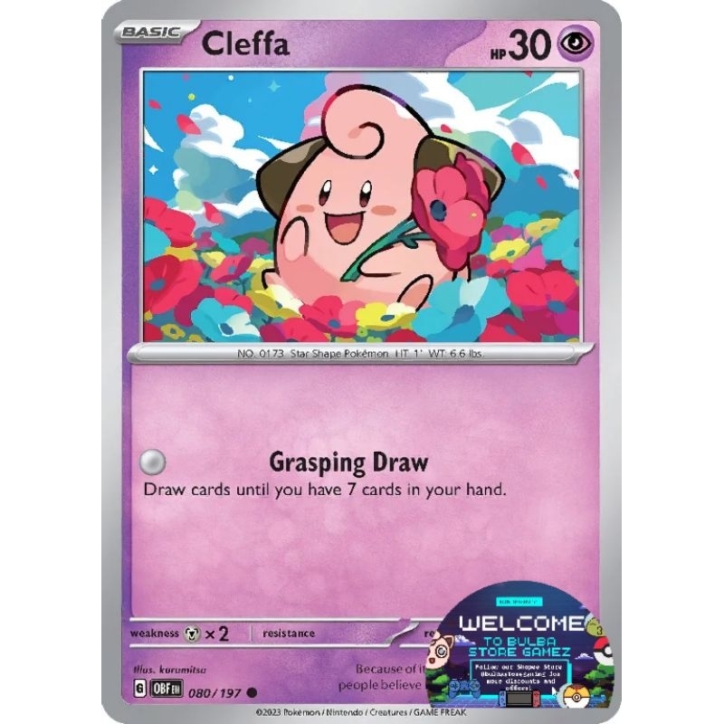 Cleffa 080/197 OBF SV03 Obsidian Flames Pokemon TCG Card Game Scarlet ...