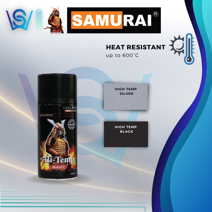 SAMURAI High Temp Spray Paint 300ml Silver Black 600°C Resistance Cat ...